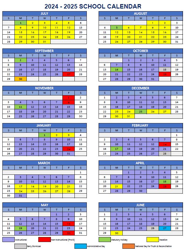 School Calendar 2024/2025 | Chilliwack School District #33